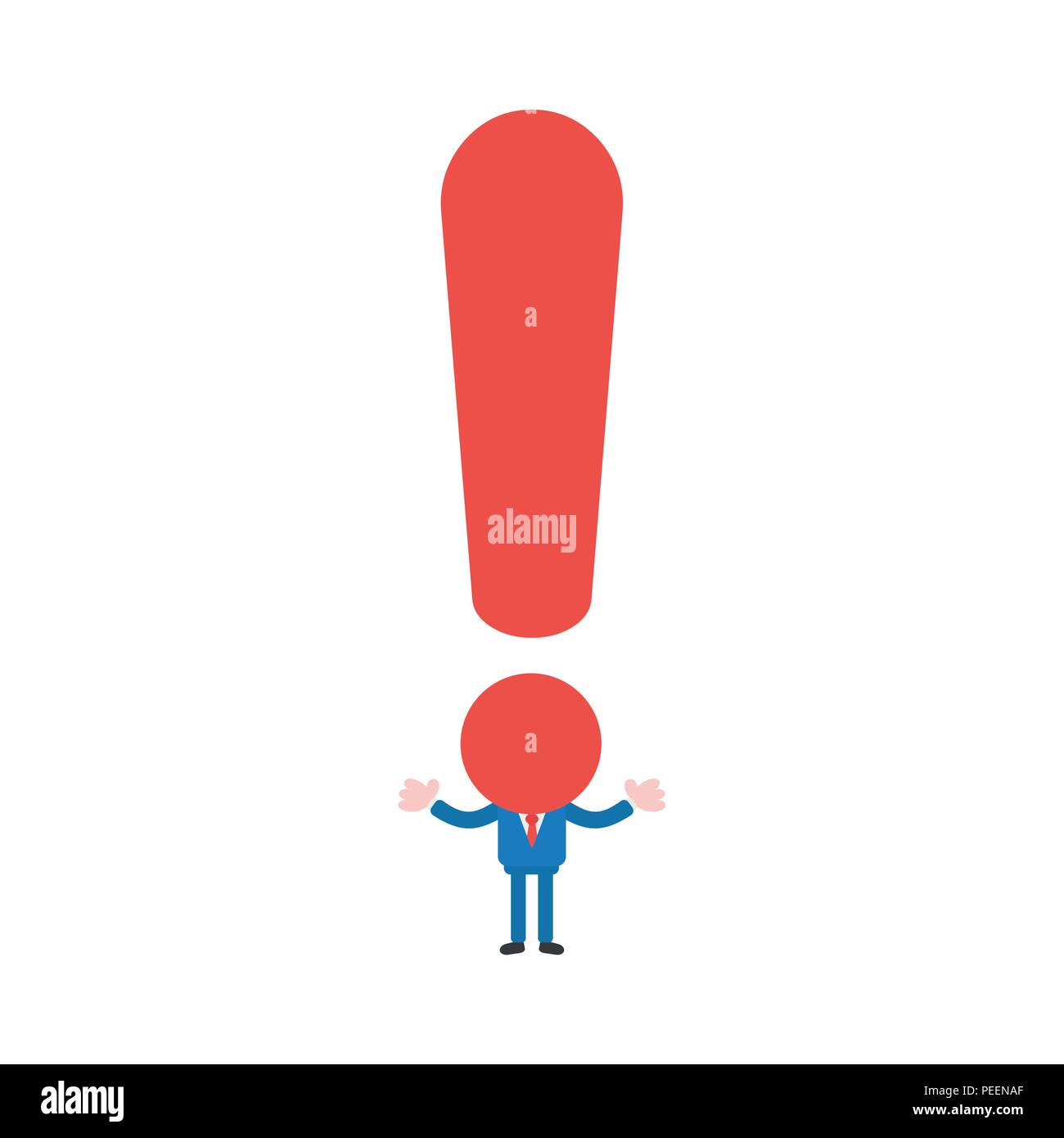 Vector illustration of businessman character with big red exclamation ...