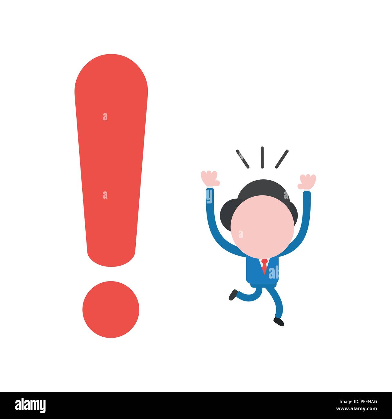 Vector illustration of businessman character running away from big red ...