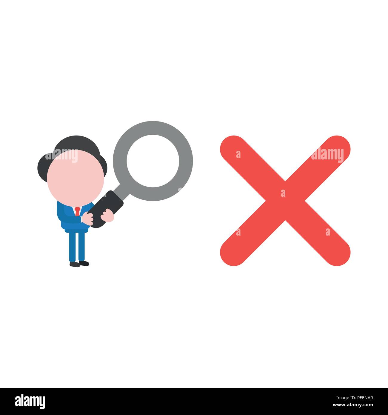 Vector illustration of businessman character holding magnifying glass ...