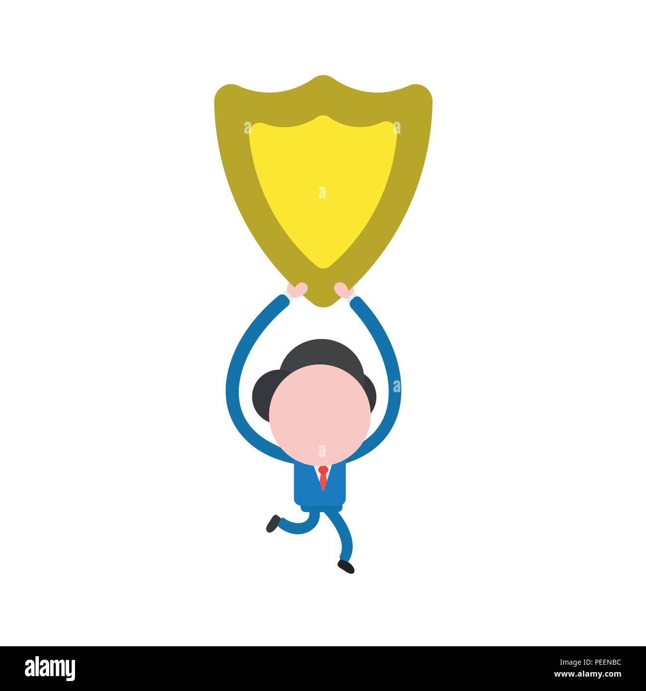 Vector illustration of businessman character running and holding up ...