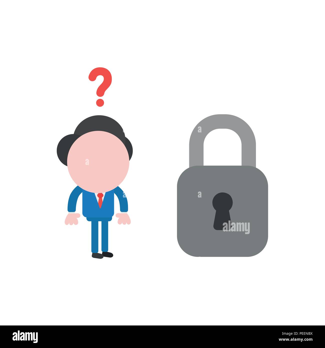 Vector illustration of businessman character confused with question ...