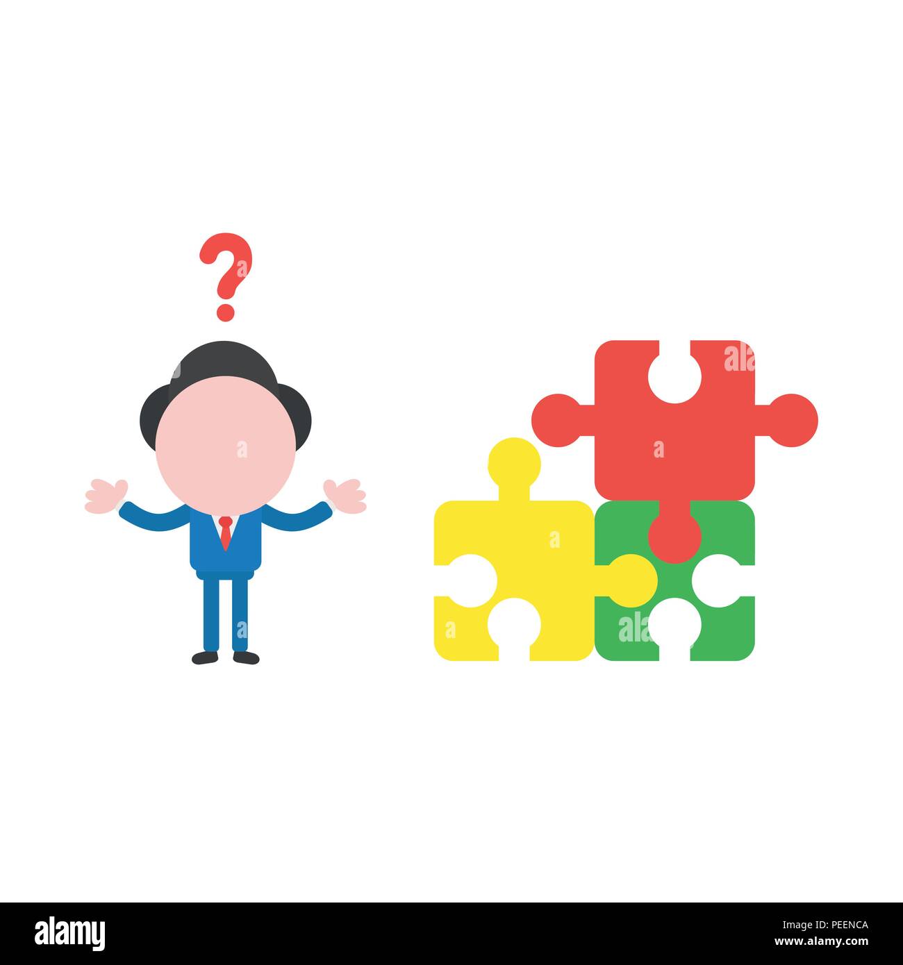 Vector illustration of businessman character confused with question ...