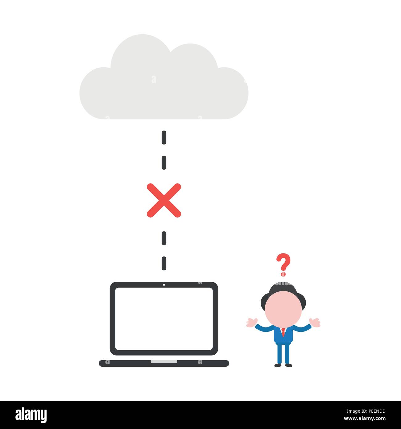 Vector illustration of businessman character confused with connection ...