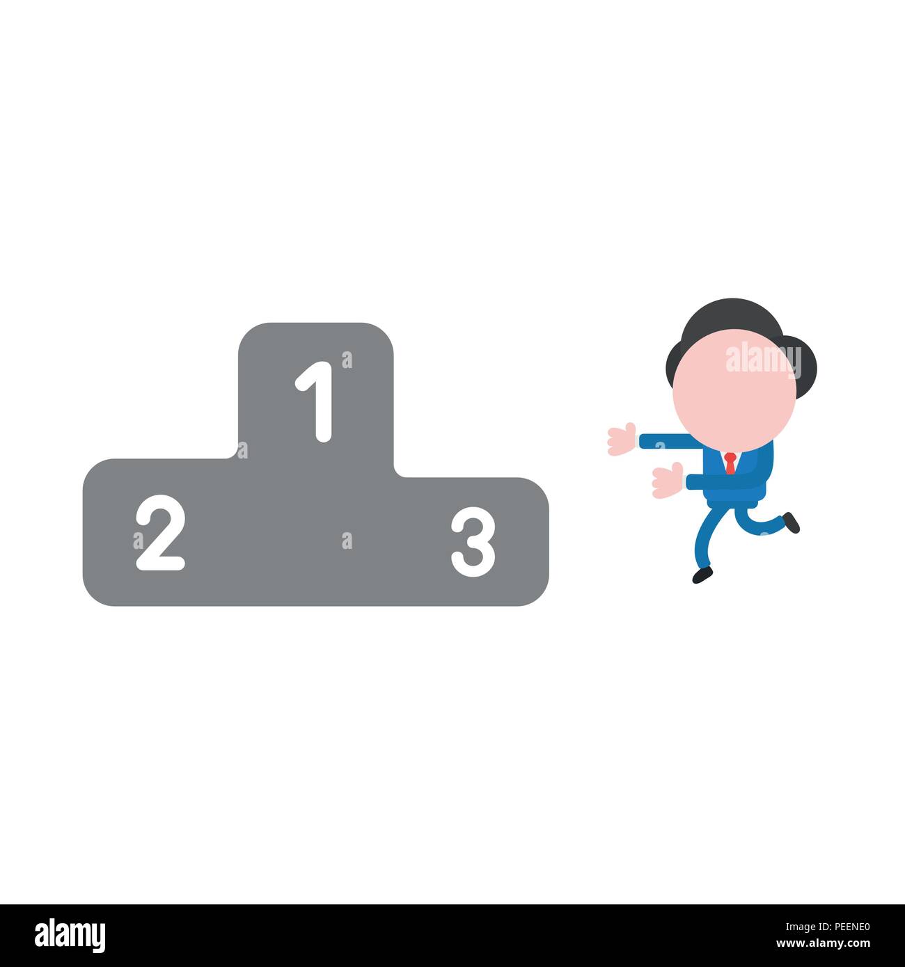 Vector illustration of businessman character running to grey winning ...