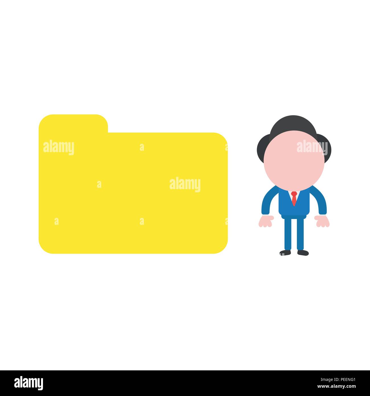 Vector illustration of businessman character with yellow closed file ...