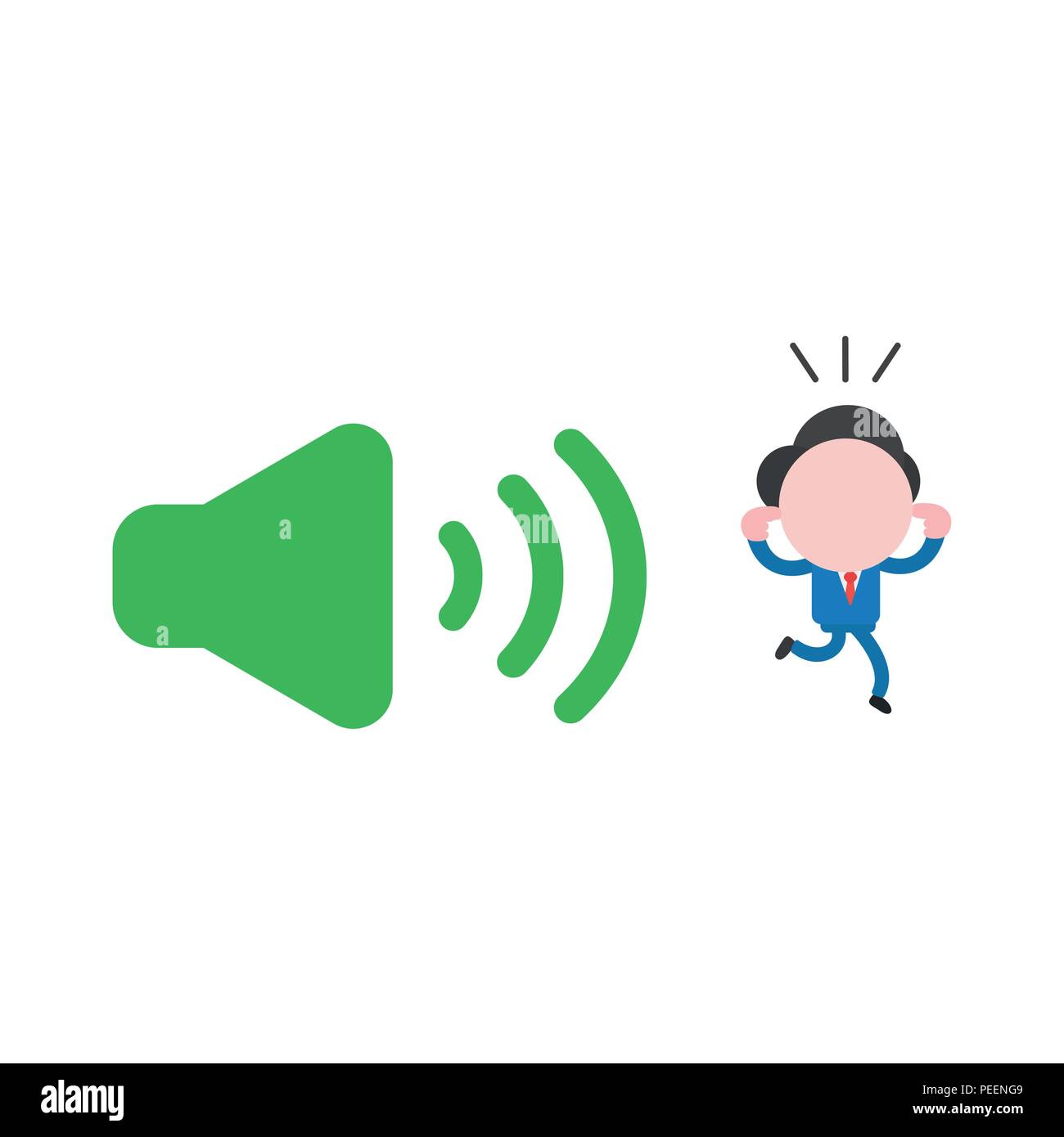 Vector illustration of businessman character close ears with fingers ...
