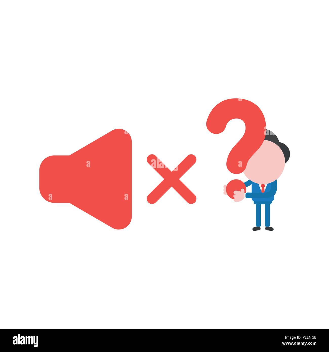 Vector illustration of businessman character holding red question mark ...