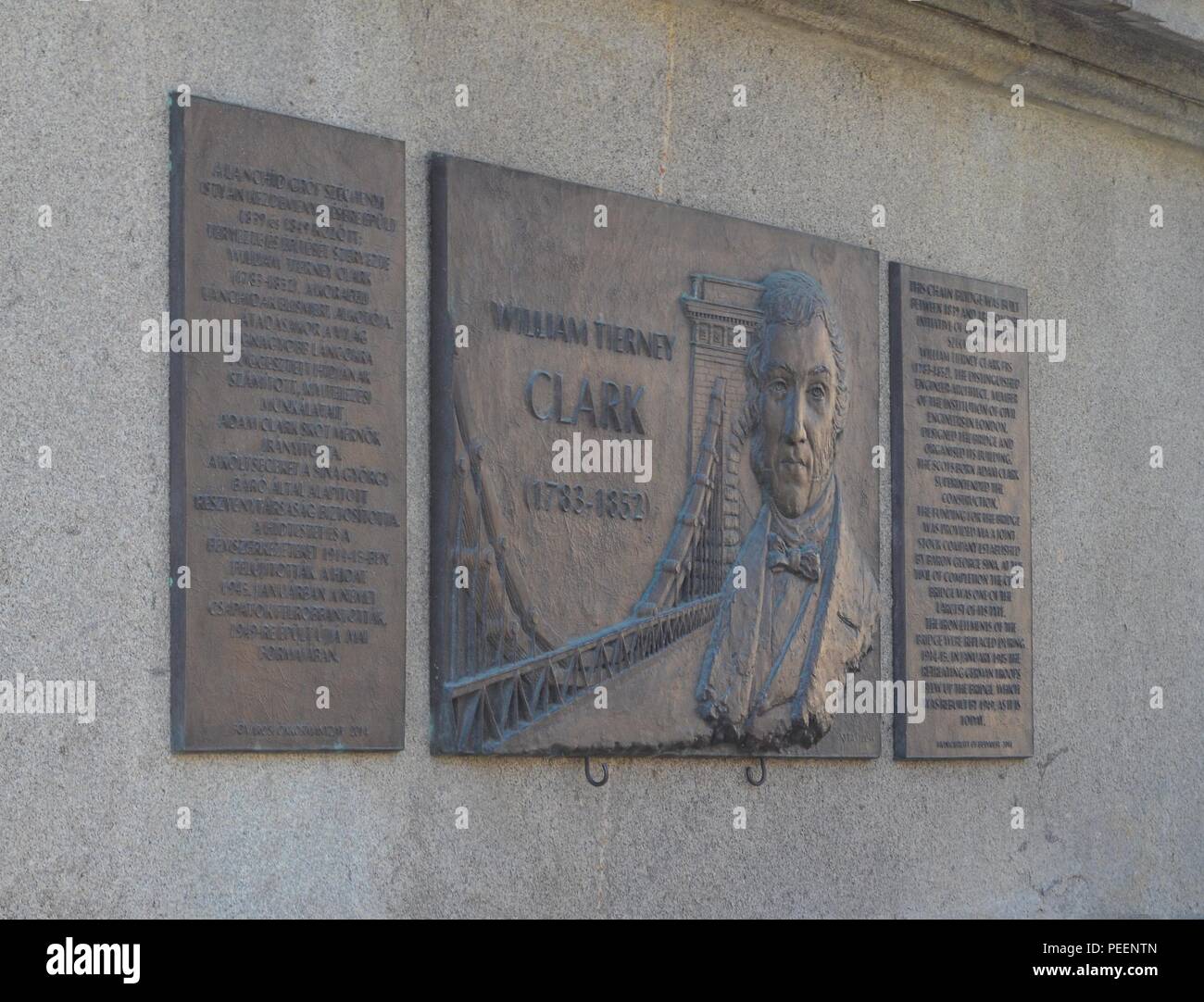 Plaque commemorating William Tierney Clark for designing Chain Bridge ...