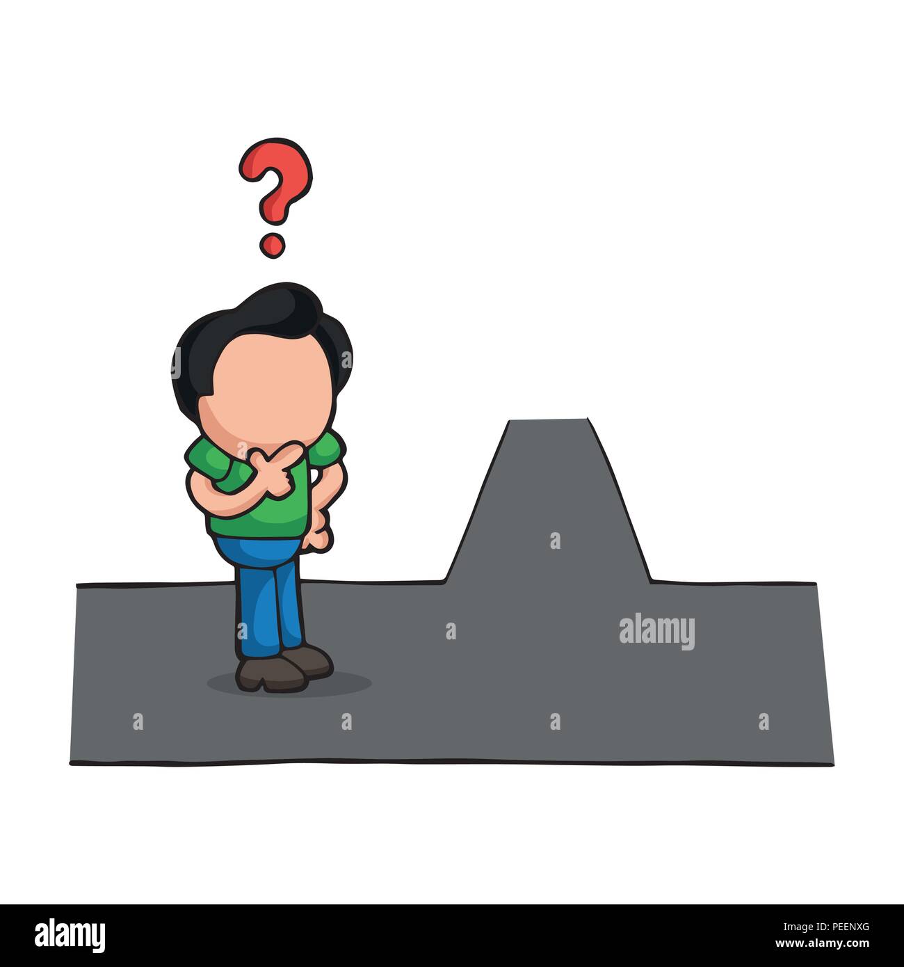 Vector hand-drawn cartoon illustration of confused man on road ...