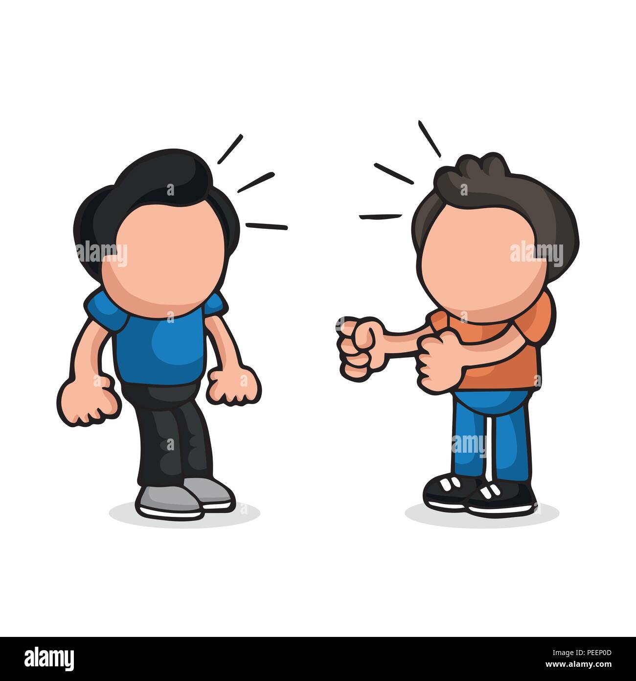 Vector hand-drawn cartoon illustration of angry man wanting another man ...