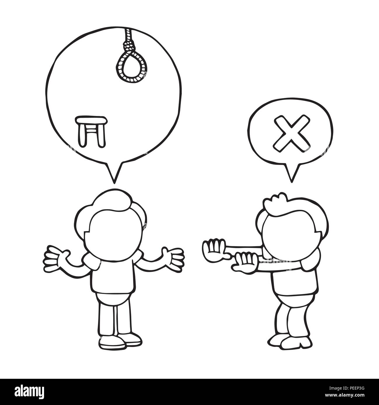 Vector hand-drawn cartoon illustration of men with speech bubble ...