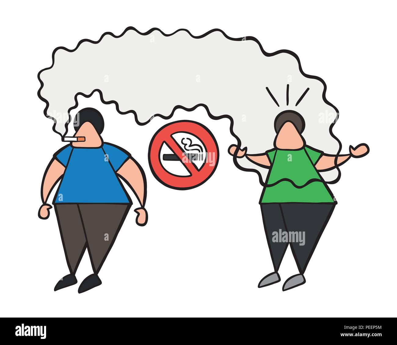 Vector illustration cartoon man character smoking cigarette where ...