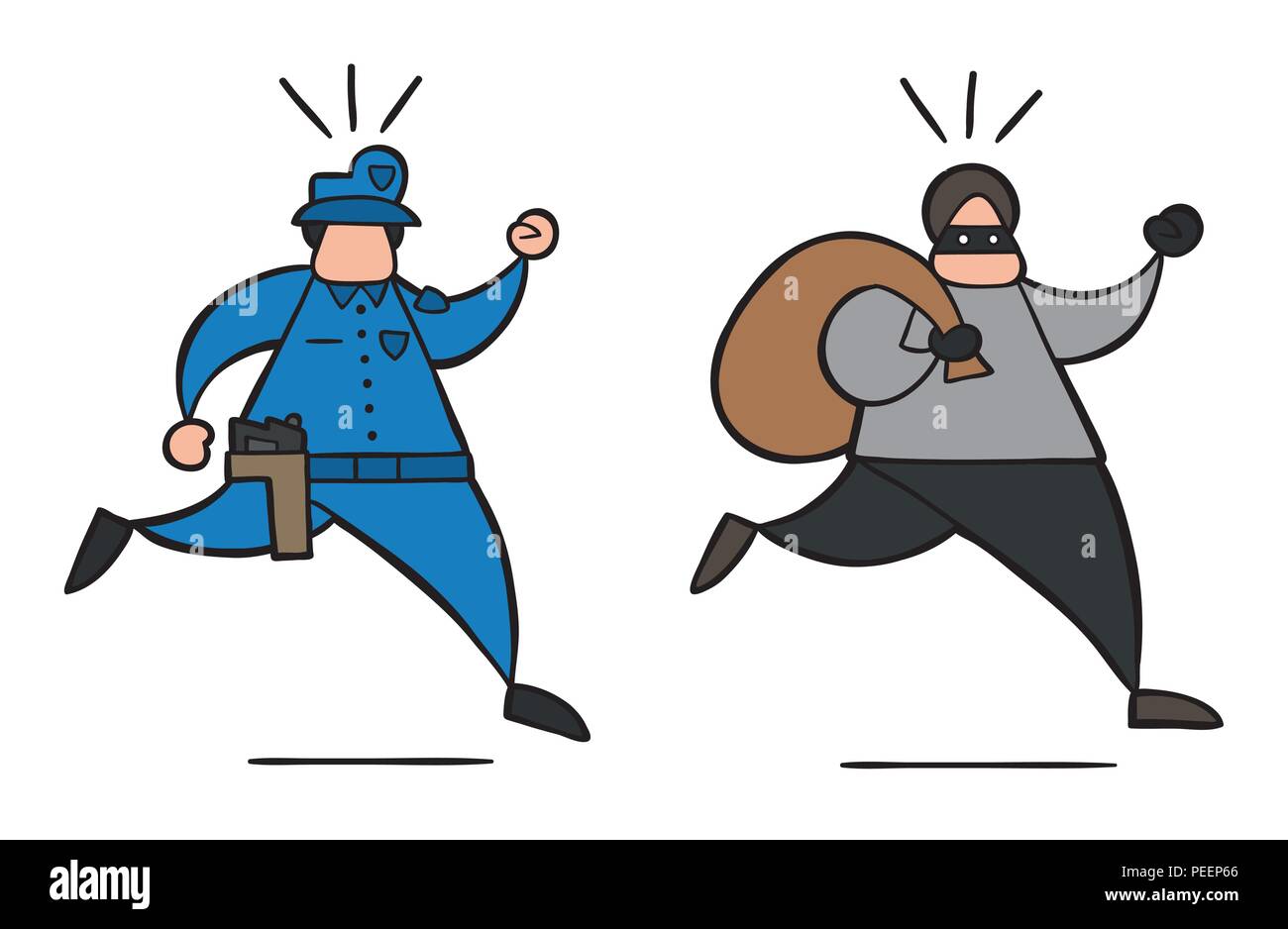 Vector illustration cartoon thief man with face masked running away ...