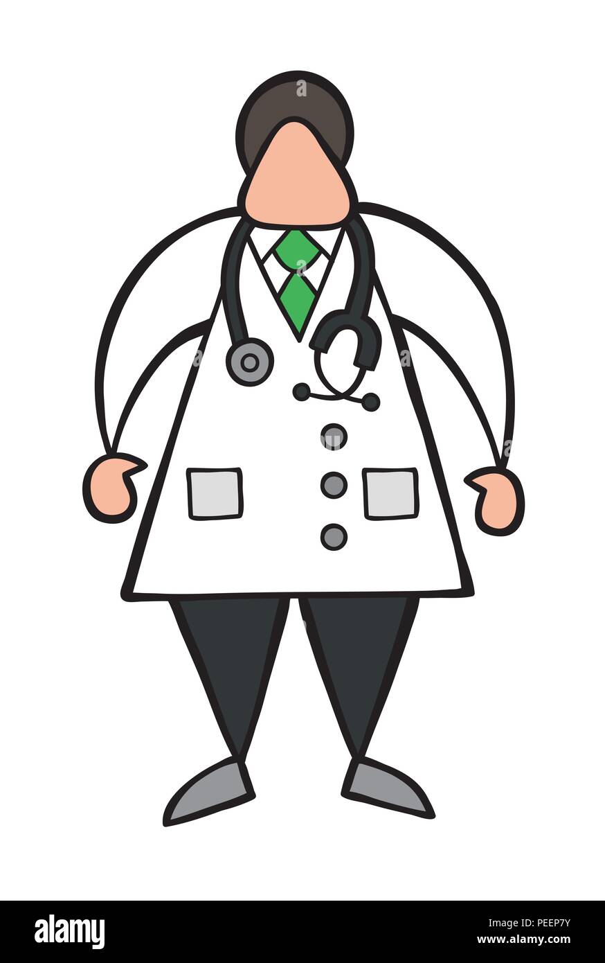 Vector illustration cartoon doctor man standing with stethoscope Stock ...