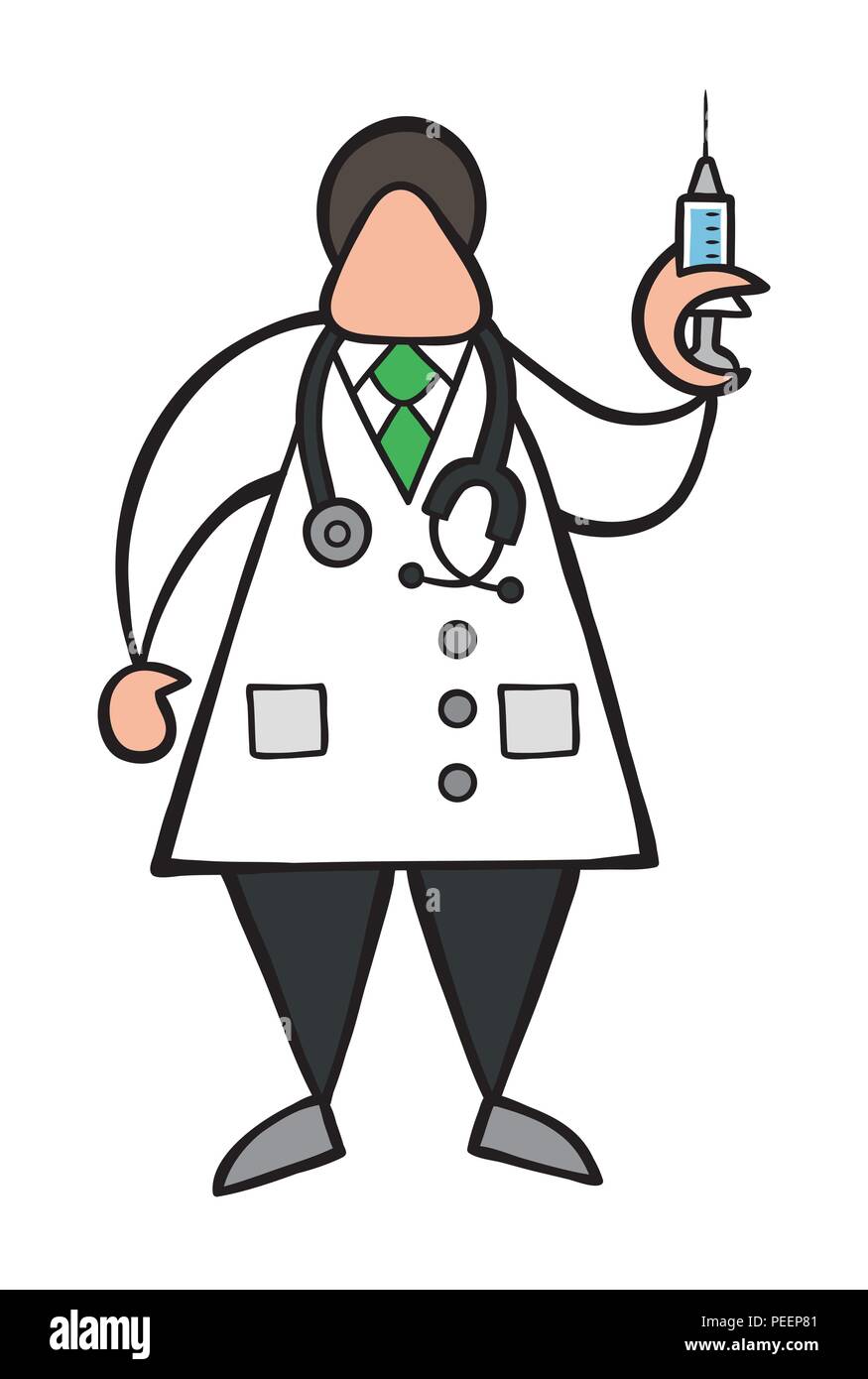 Vector illustration cartoon doctor man with stethoscope and standing ...