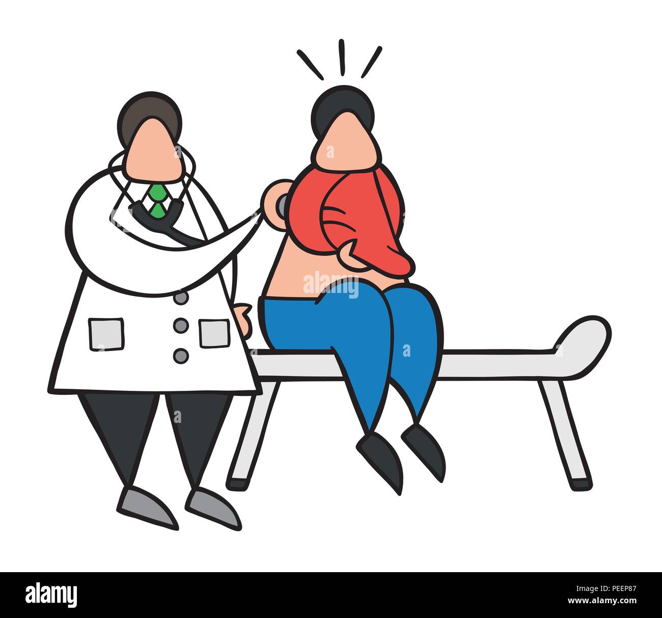 Vector illustration cartoon doctor man listening patient's back with ...