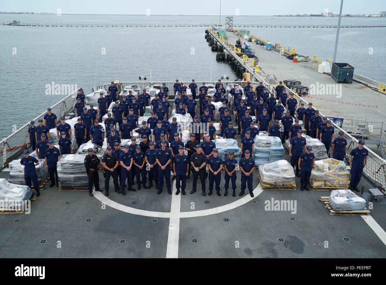 The Coast Guard Cutter Stratton crew poses for a photo with Coast Guard ...