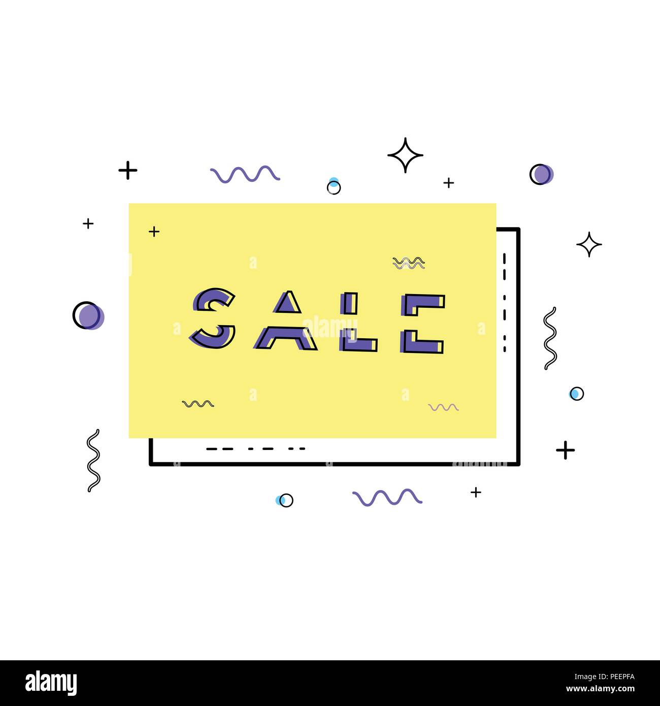 Sale banner. Sale text on geometric bubble with random decorative ...