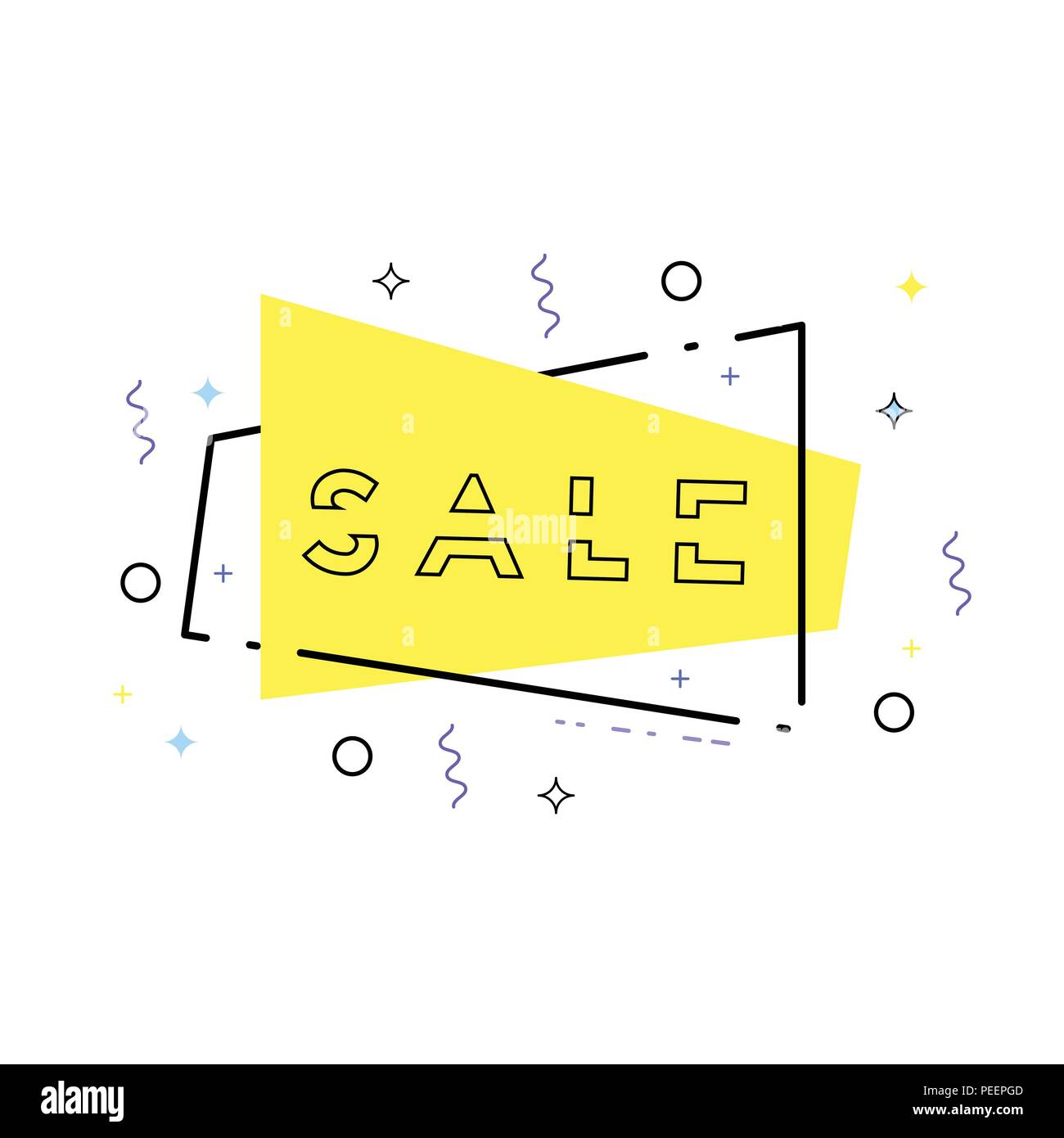 Sale lettering on geometric banner with random decorative shapes ...