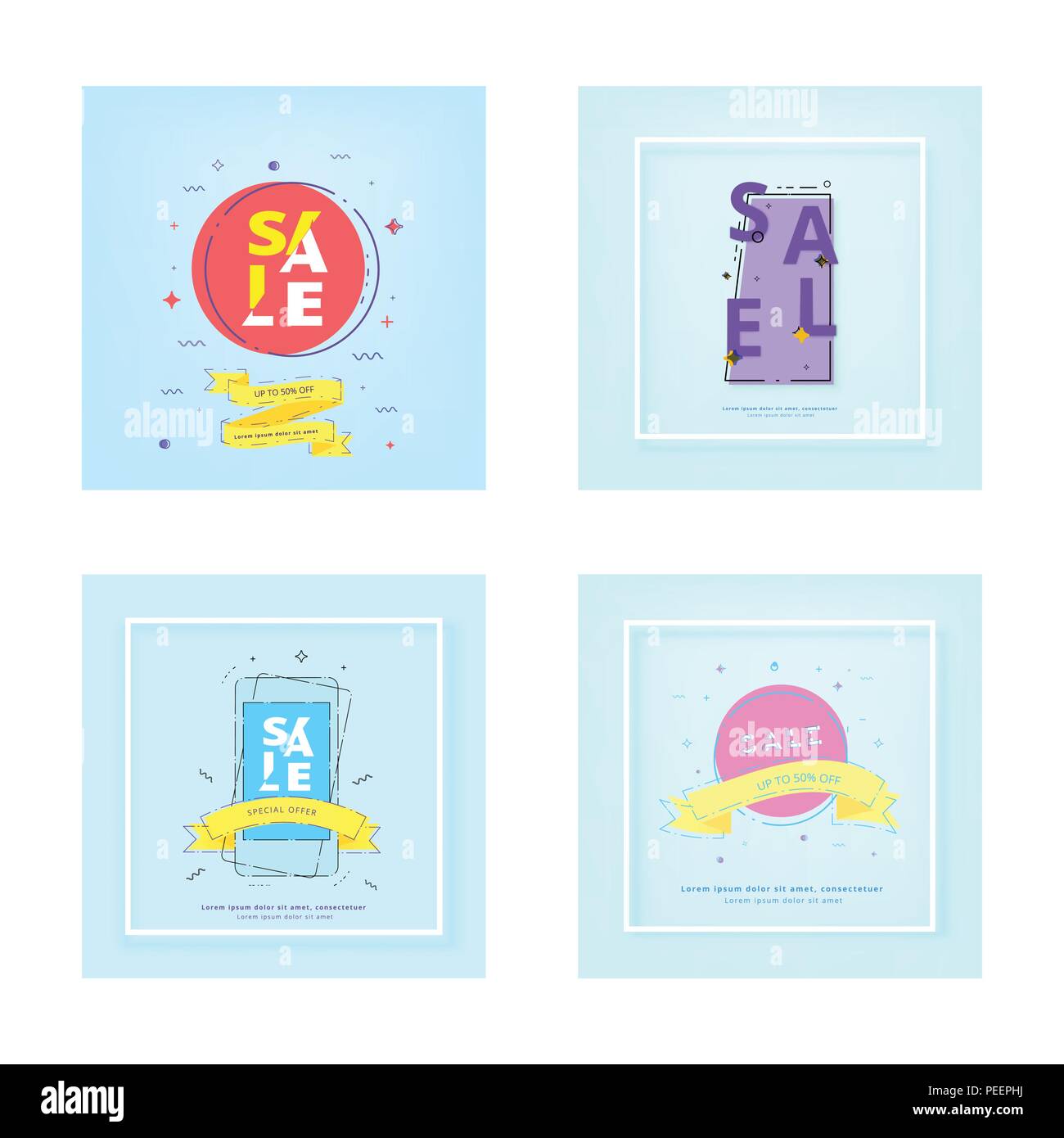 Set of square Sale banners. Vector illustration Stock Vector Image ...