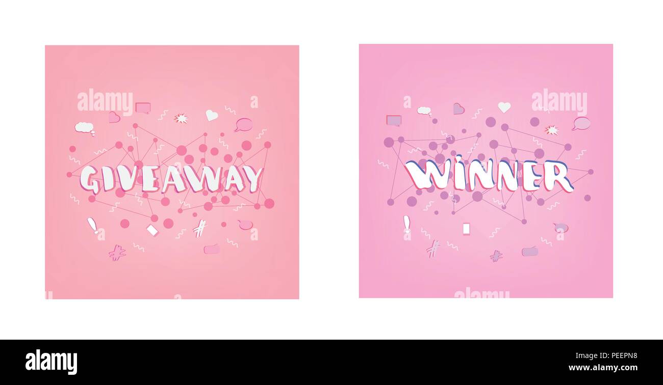 Giveaway and Winner cards set. Vector illustration Stock Vector Image ...