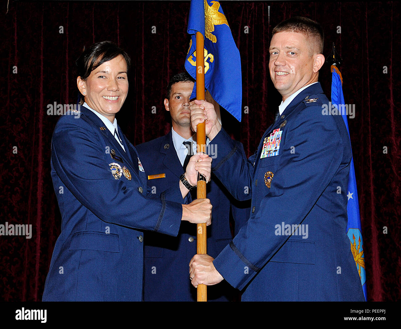 U.S. Air Force Col. Debra Lovette, 18th Mission Support Group commander ...