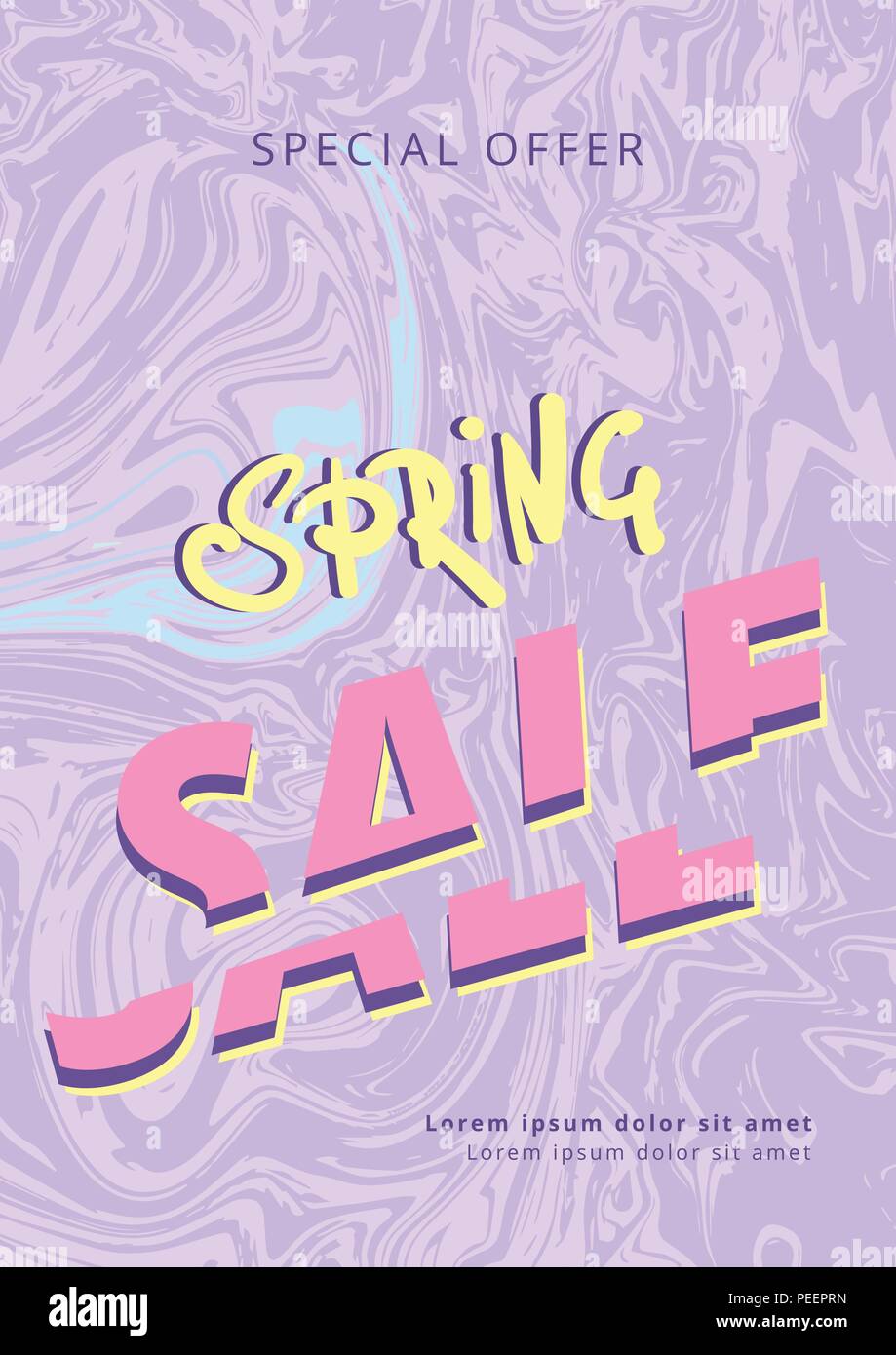 Spring Sale vertical banner on colorful liguid background. Template for ...