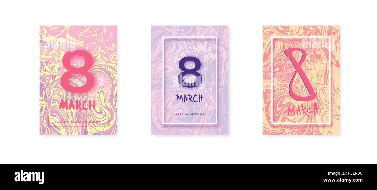 Set of 8 March vertical banners. Happy women's day covers. Templates ...