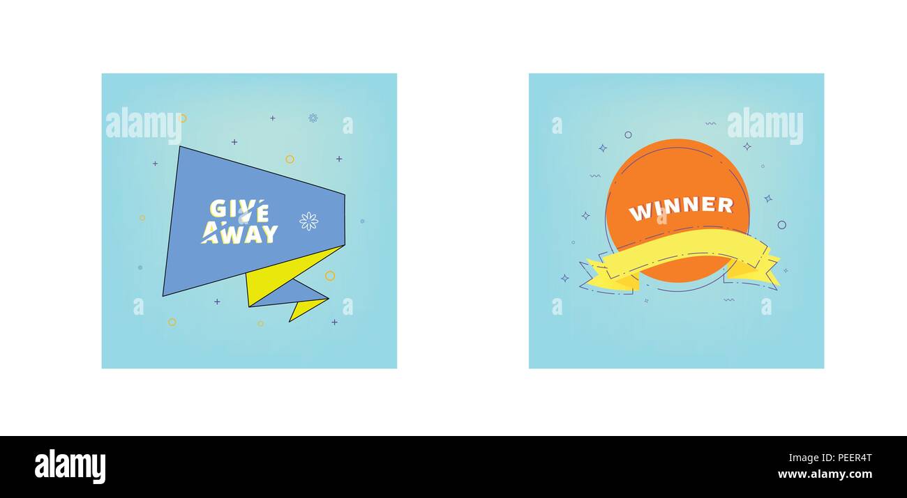 Giveaway and Winner cards set. Vector illustration Stock Vector Image ...