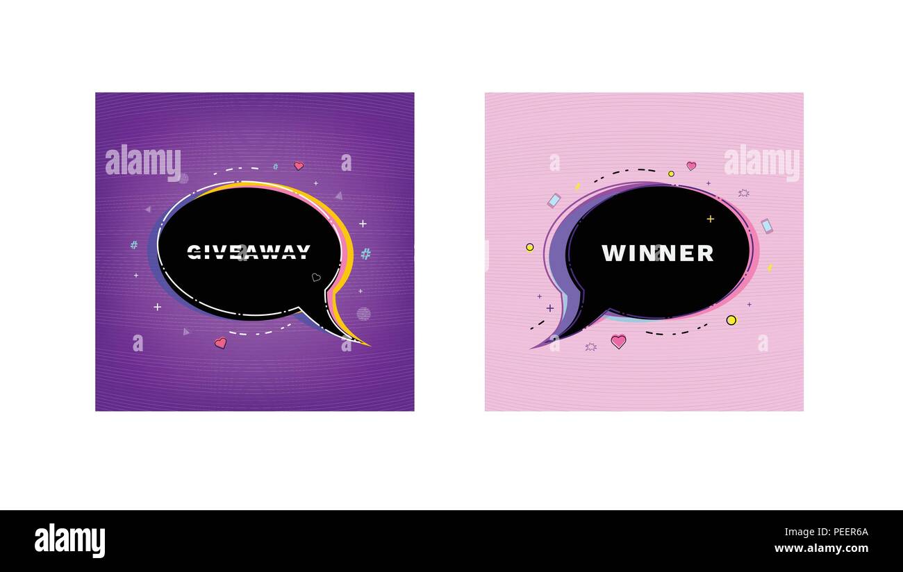 Giveaway and Winner cards set. Vector illustration Stock Vector Image ...