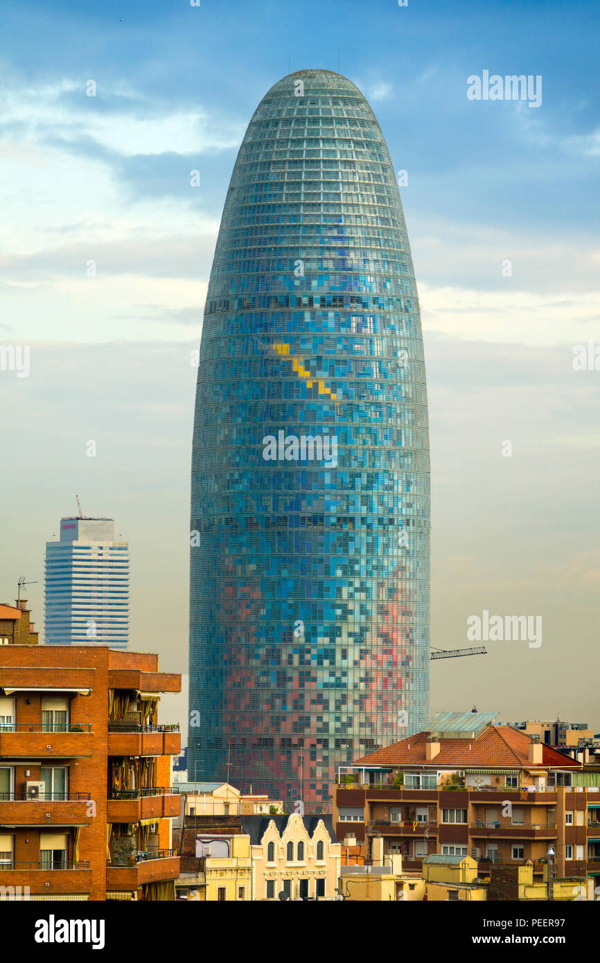 Torre Agbar, modern office building Barcelona Spain the cosmopolitan ...