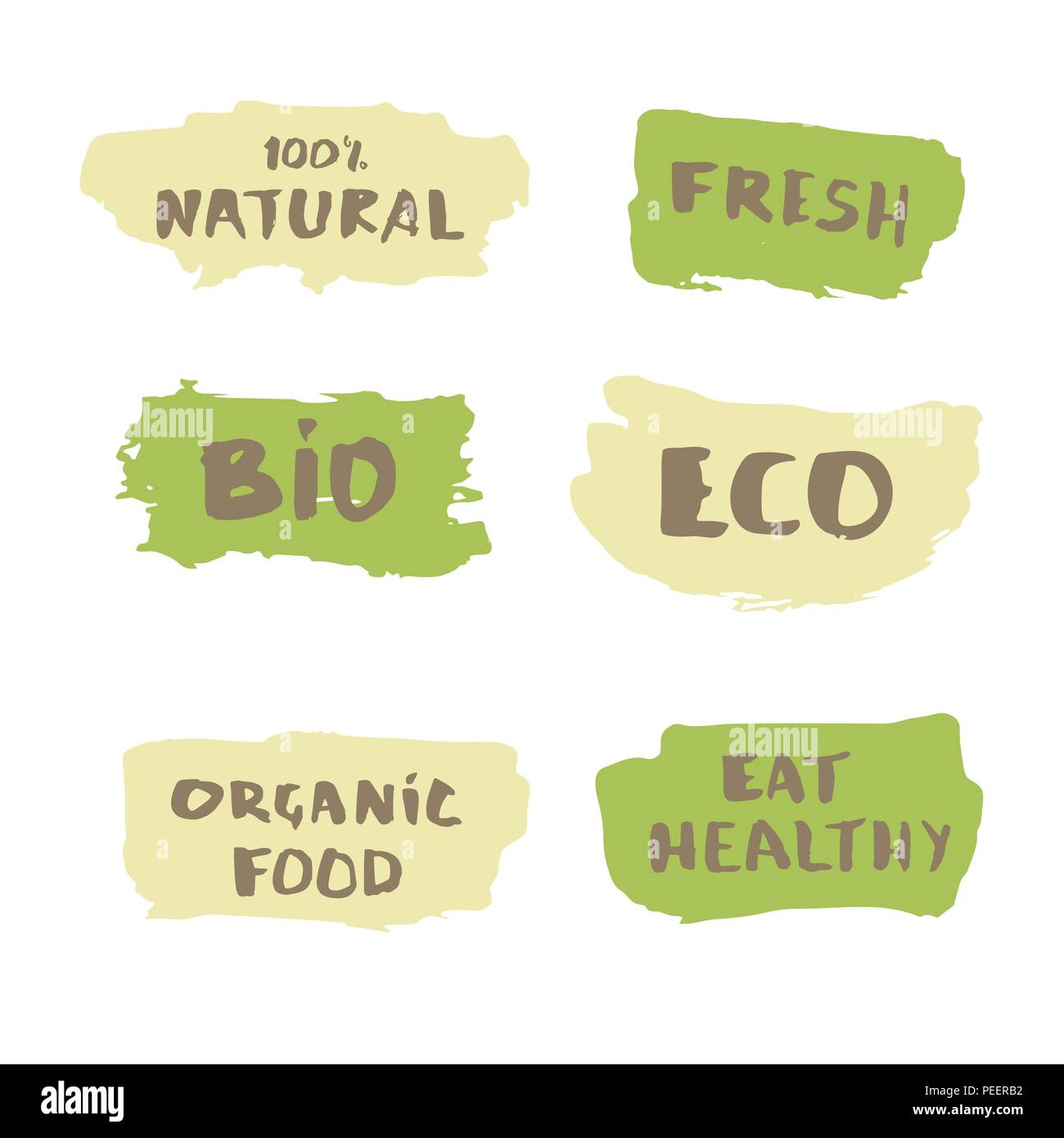 Set of handwritten organic vector doddle lettering on badges. Organic ...