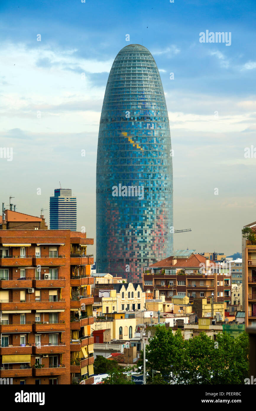 Torre Agbar, modern office building Barcelona Spain the cosmopolitan ...