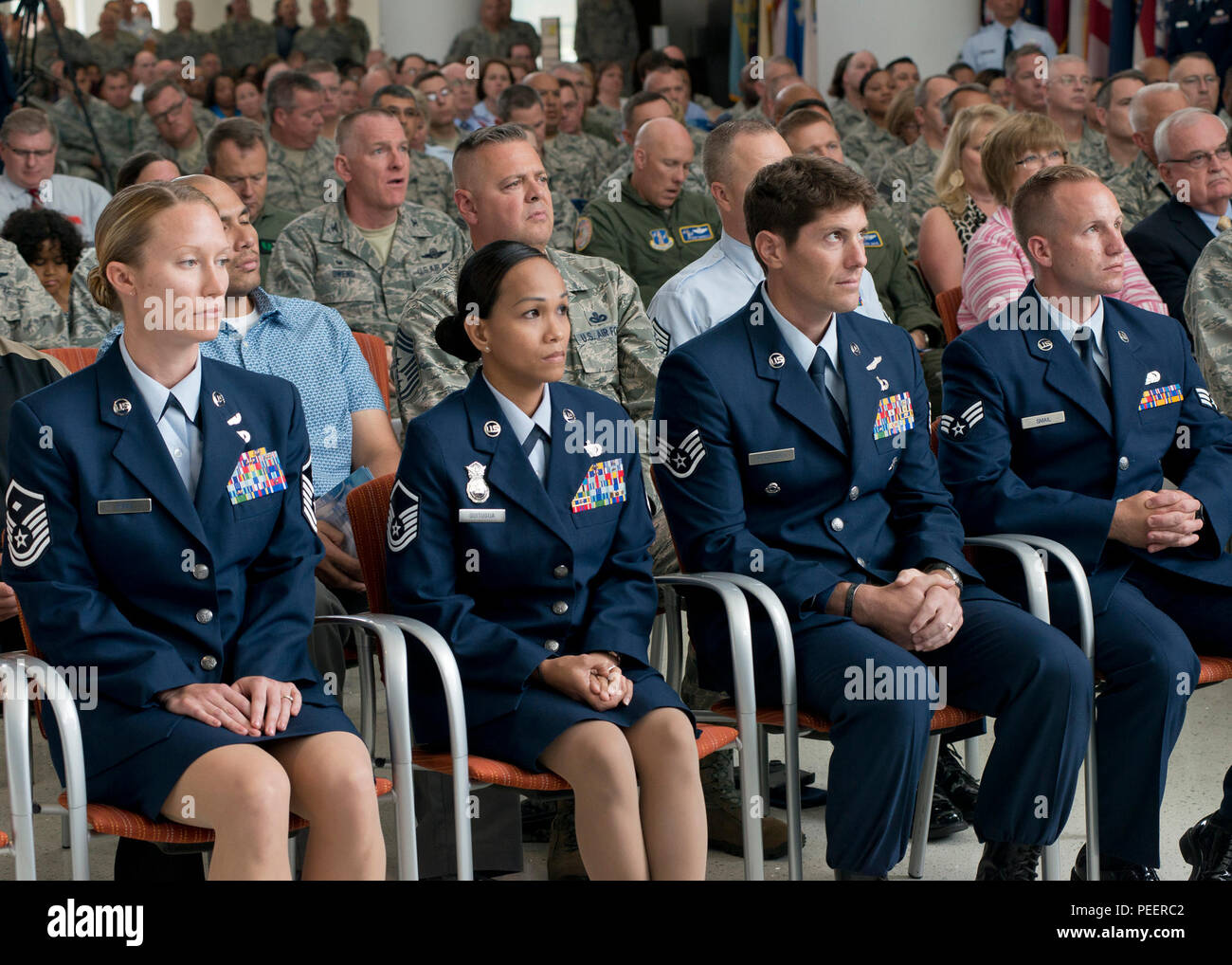 The Air National Guard 2015 Outstanding Airmen of the Year listen as Lt ...