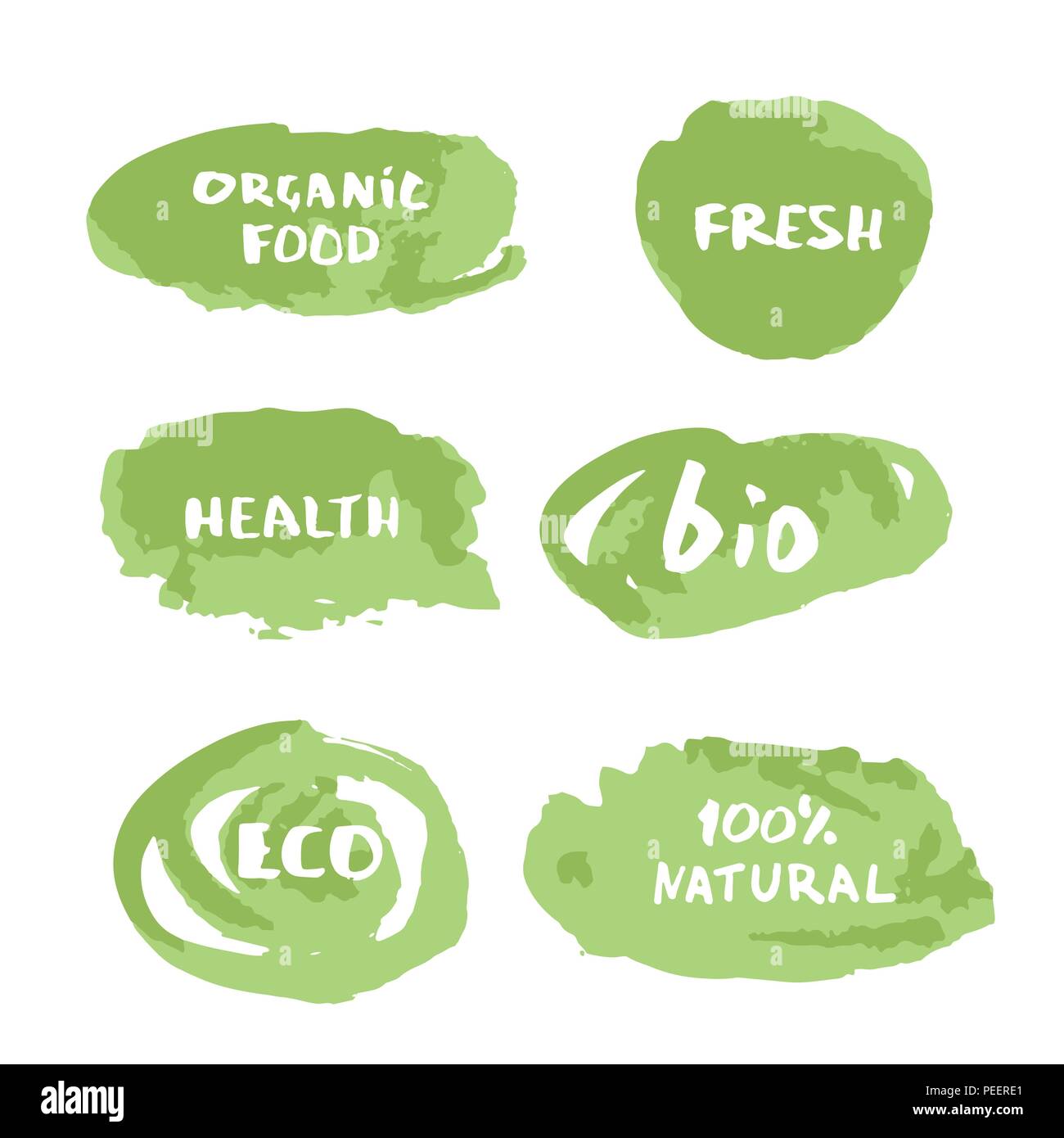 Handwritten lettering Organic Food, Fresh, Health, Bio, Eco, 100% ...