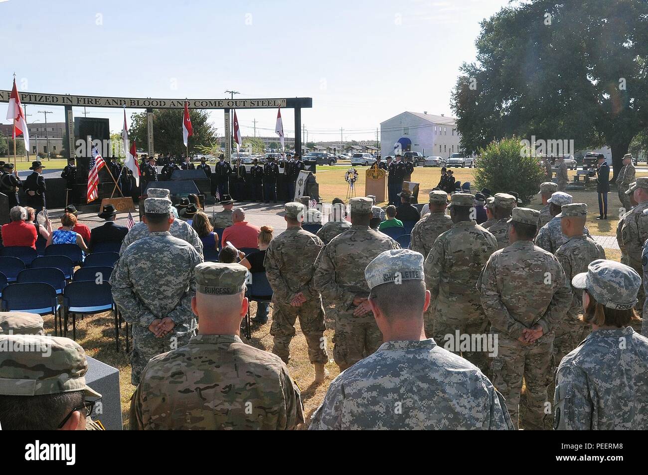 Col. Cameron Cantlon, 3rd Cavalry Regiment commander, speaks at the ...