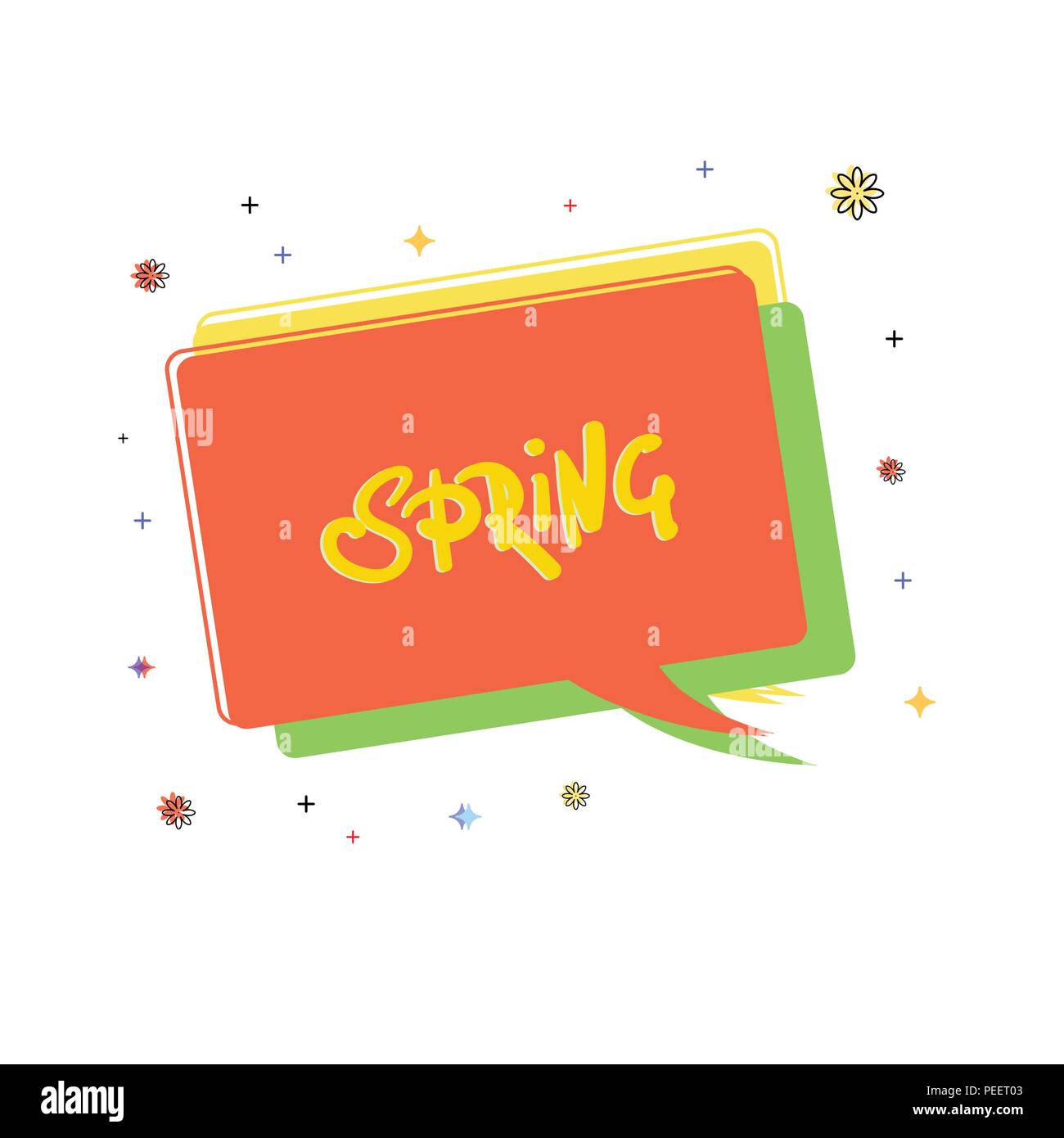 Spring geometric vivid banner. Bubble badge. Memphis style. Element for ...