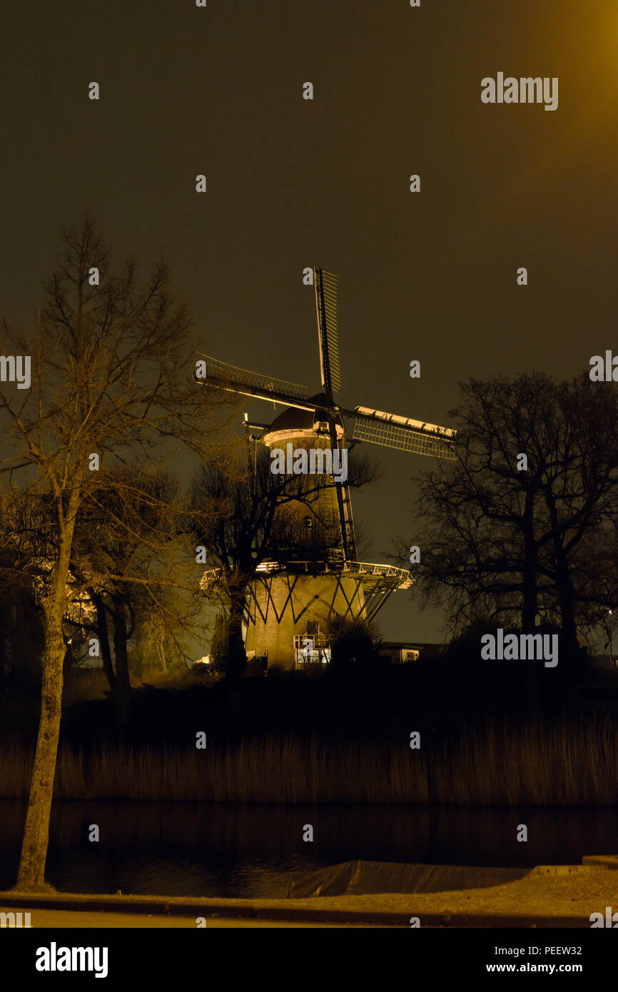 Old windmill at night Stock Photo - Alamy