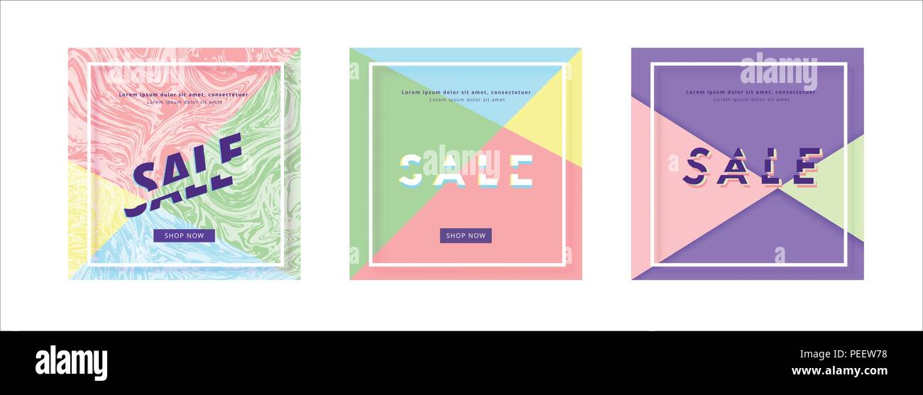 Set of Bright Sale Square Cards. Template for Graphic Design Vector ...