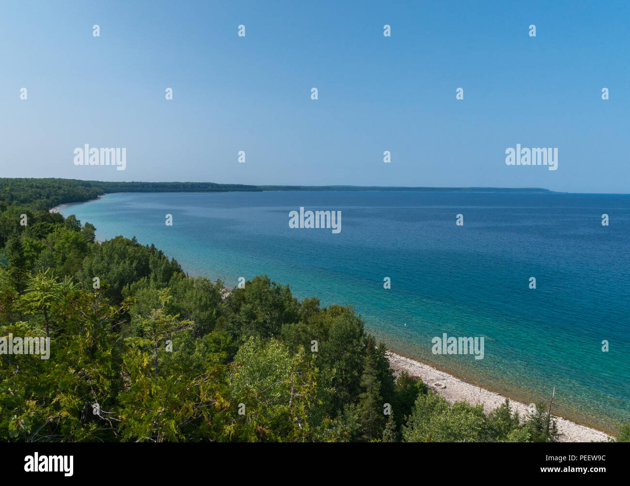 Bright beautiful landscape of Niagara Escarpment limestone cliffs along ...
