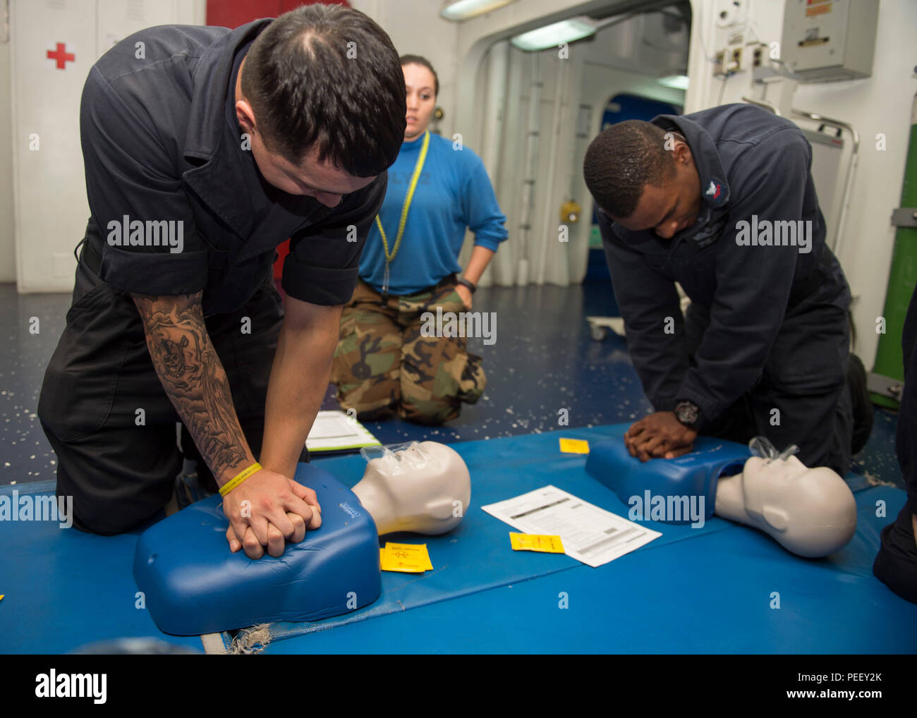 150812-N-DQ503-006 PHILIPPINE SEA (Aug. 12, 2015) – Sailors practice ...