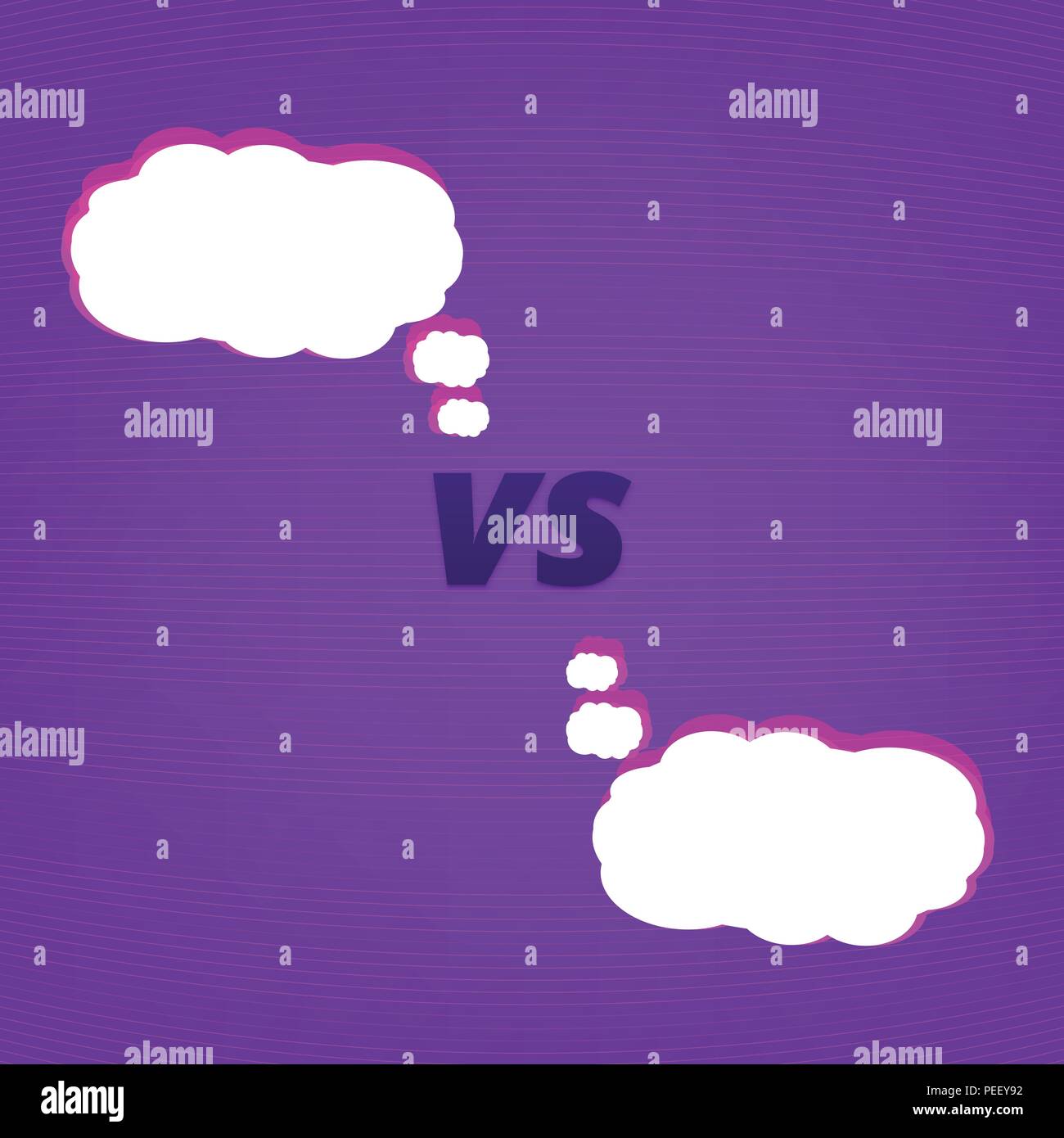 VS screen. Versus sign on violet background with empty bubbles ...
