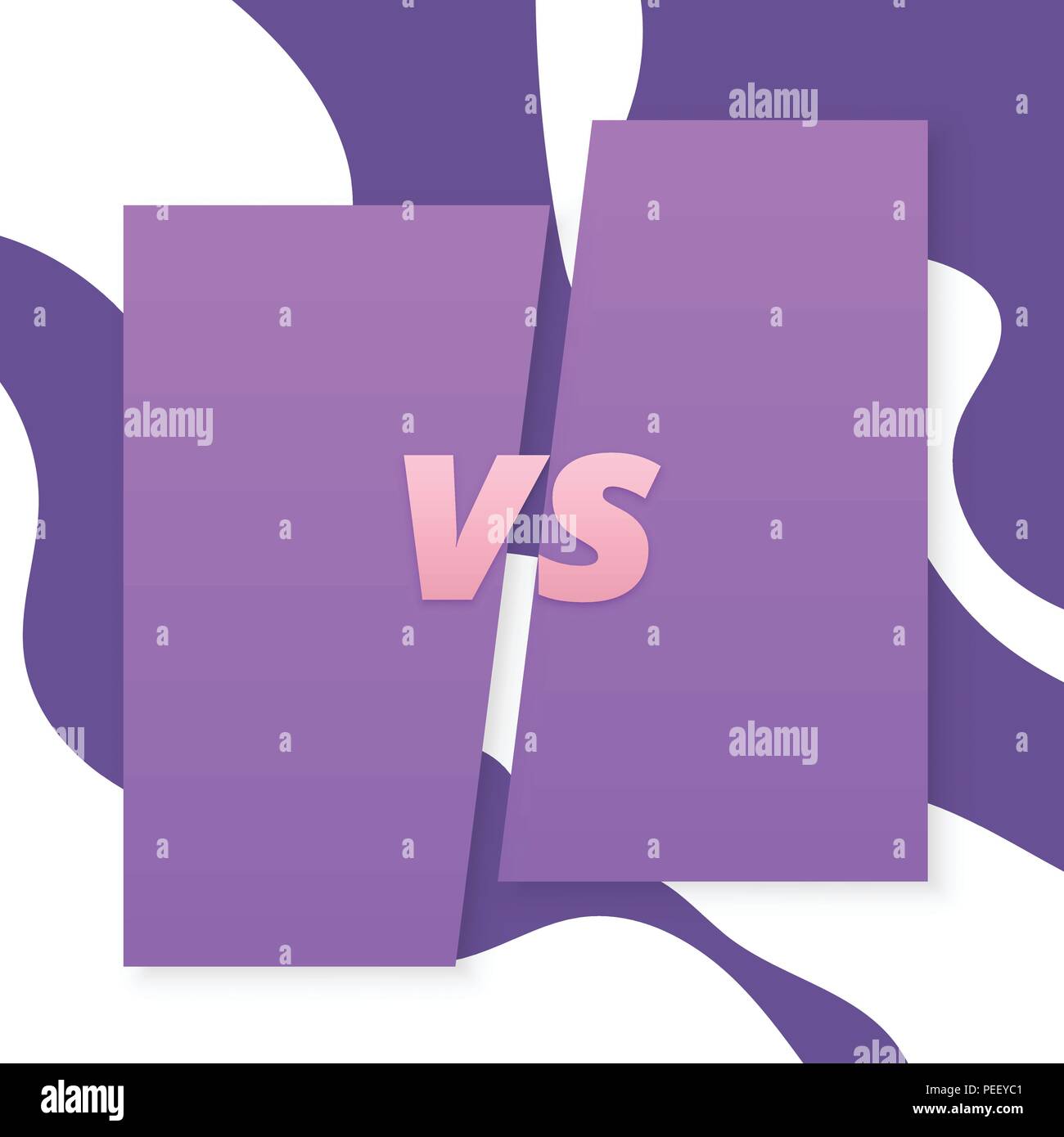 VS screen. Versus sign on divided wavy background. Decorative battle ...