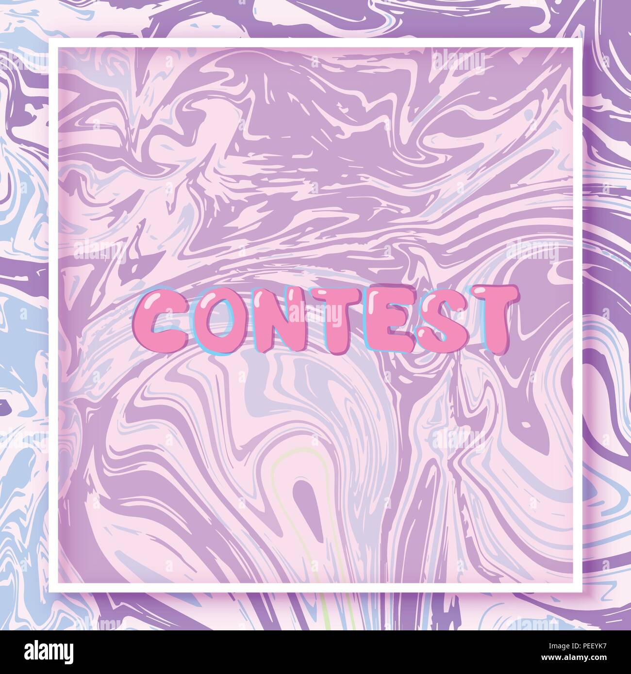 Contest lettering on liquid background. Square banner. Ultra violet ...