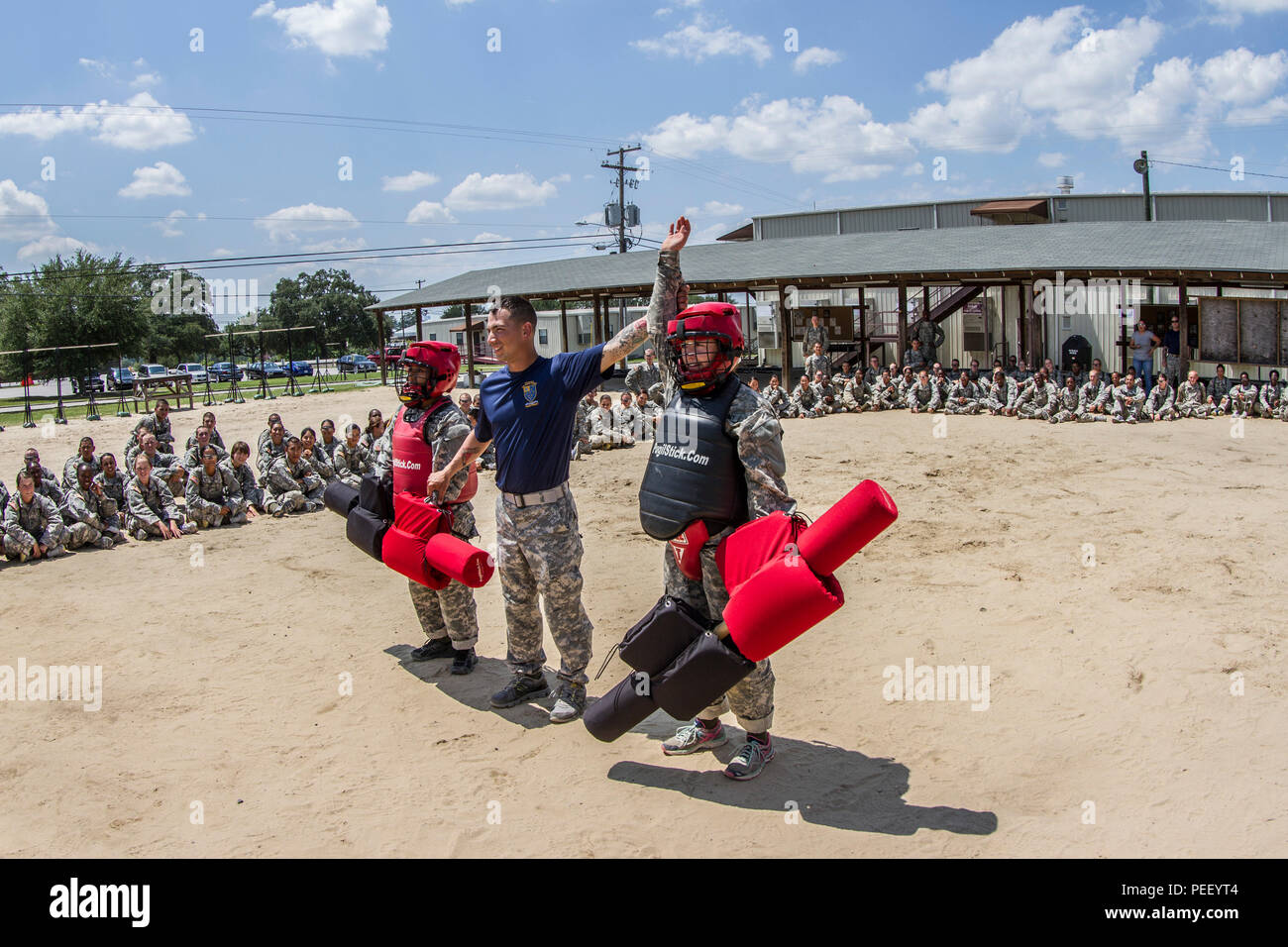 The winner of a round of hand to hand combat is chosen by a panel of drill sergeants during ...