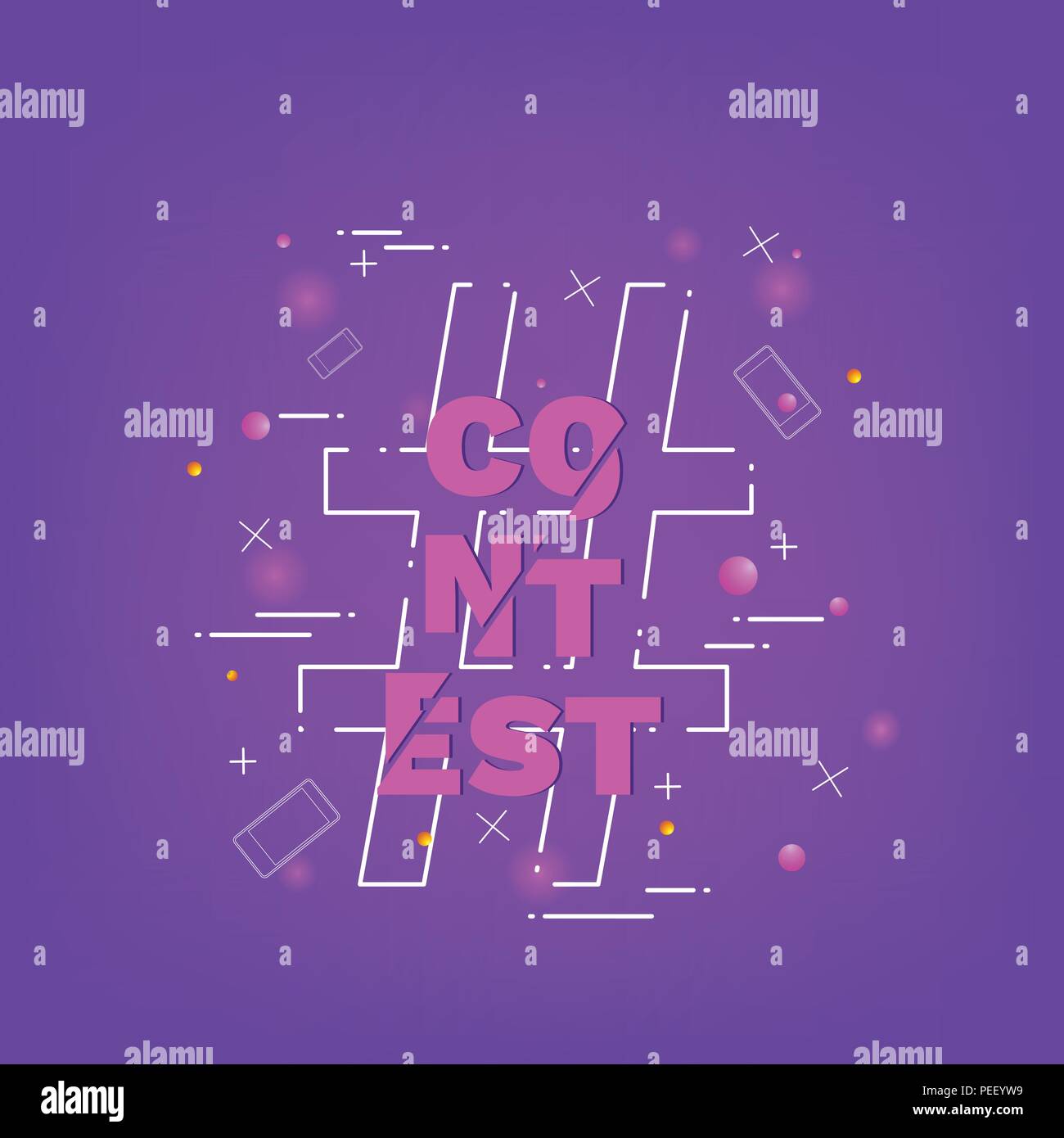 Contest lettering. Square banner. Element for graphic design - poster ...