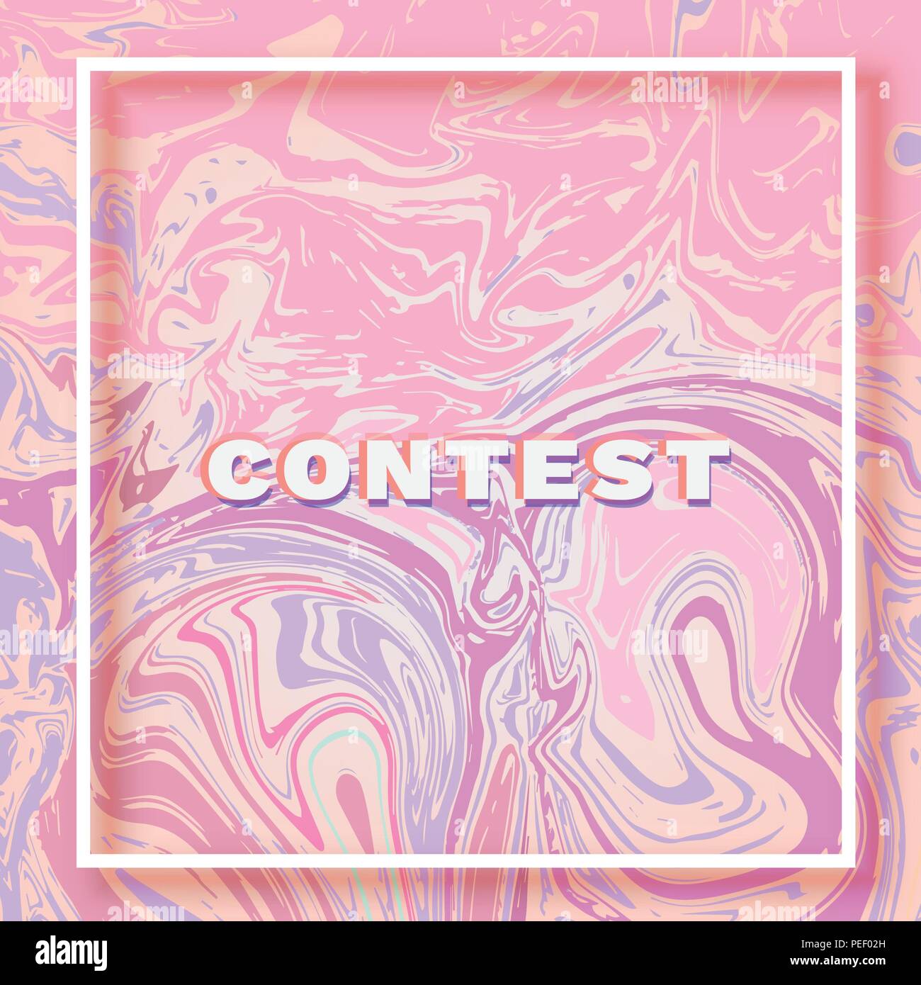 Contest lettering on liquid background. Square banner. Element for ...