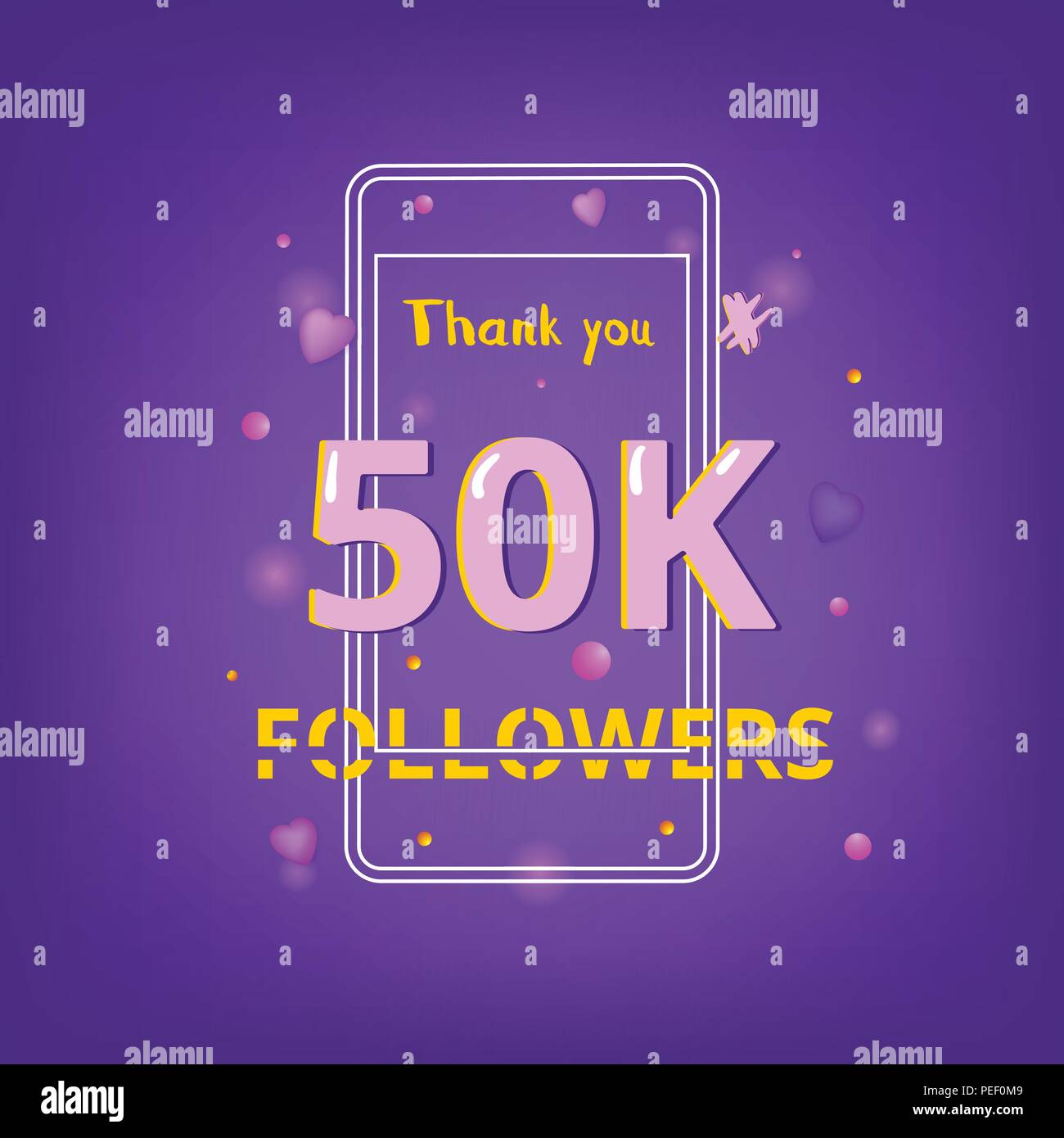 50K Followers thank you phrase. Template for social media post. Glitch ...