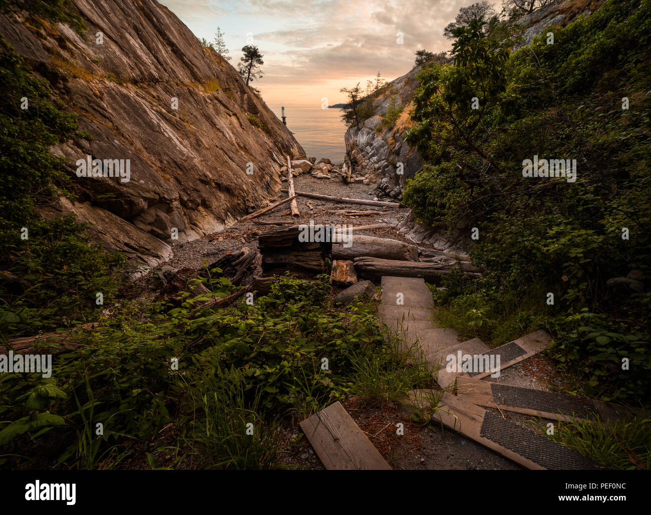 The cut in Whytecliff Park, a rock wall formation that leads straight ...