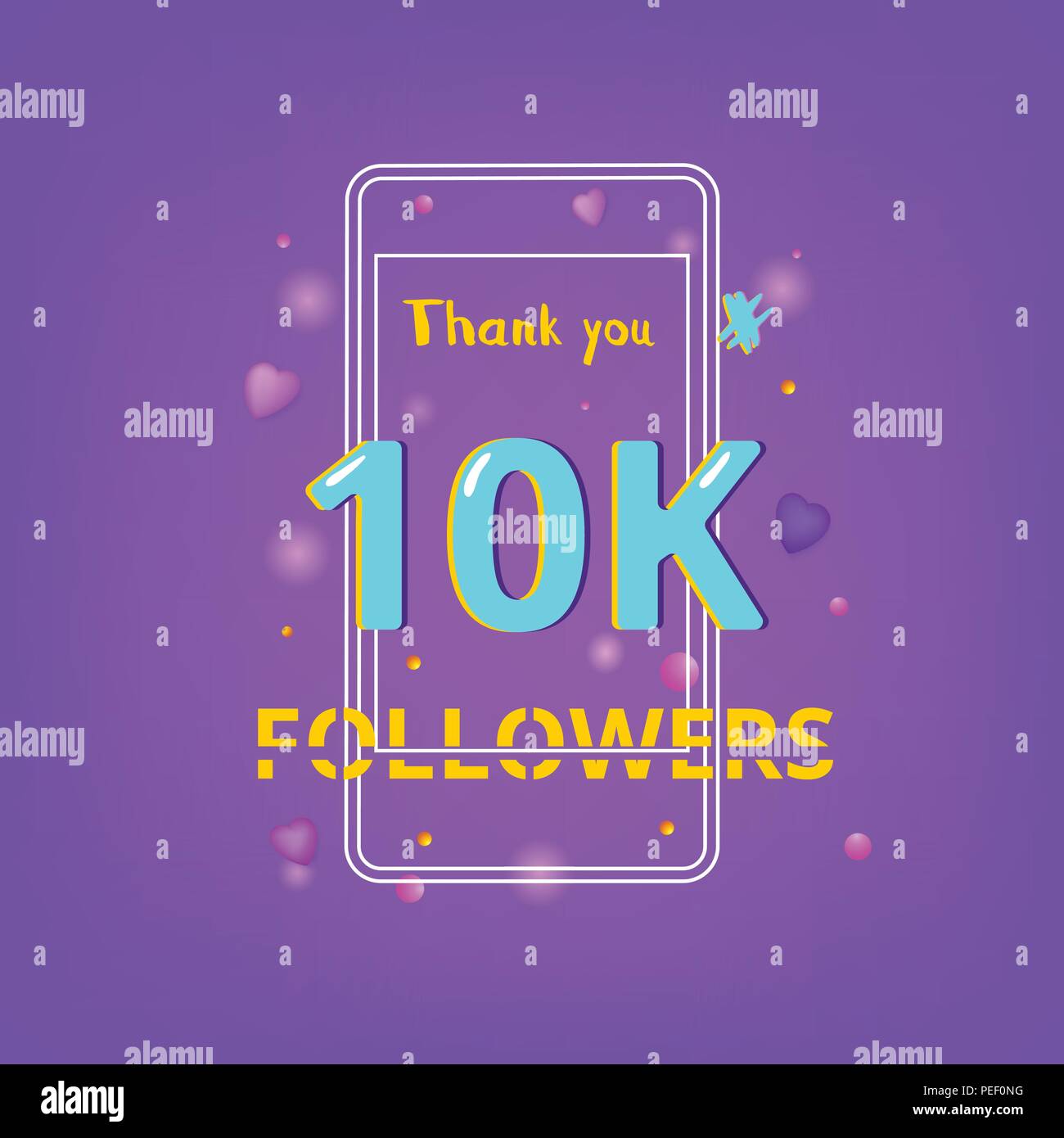 10K Followers thank you phrase with random items. Template for social ...